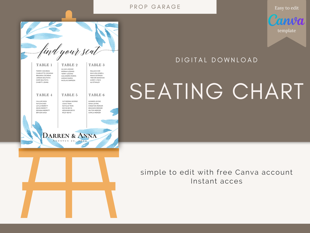 Seating Chart Digital Download - Blue | Learning2shoot
